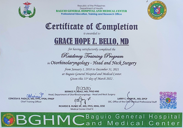 Residency Completion Certificate – YOO Plastic surgery and aesthetics ...
